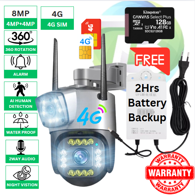 V380 Pro Q15 Dual Lens 4Mp 4G Sim HD Wireless Security Camera (CCTV ...